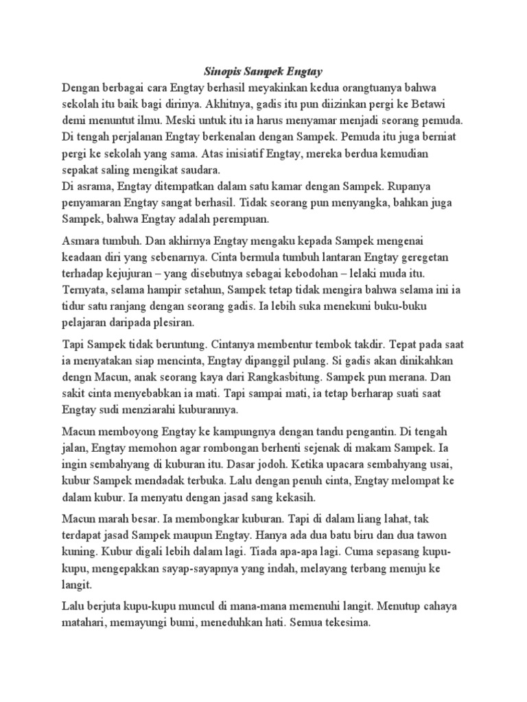 Sinopis Sampek Engtay | PDF