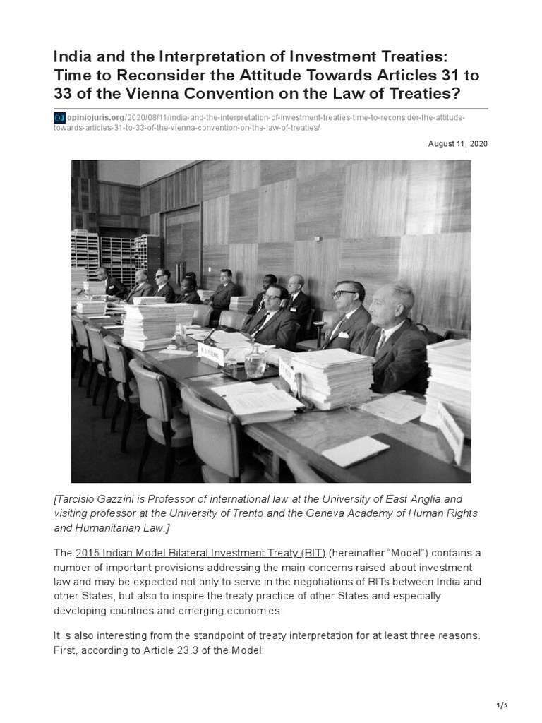 India and The Interpretation of Investment Treaties Time To Reconsider ... India and The Interpretation of Investment Treaties Time To Reconsider ...
