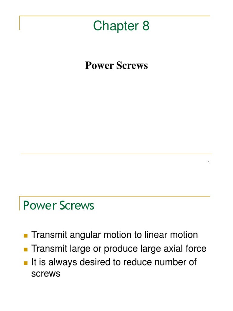 Power Screw Lecture 1 | PDF | Screw | Mechanical Engineering