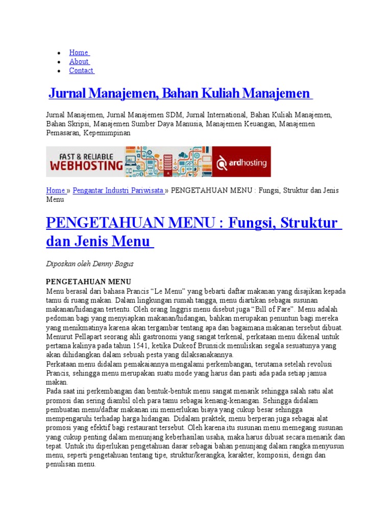 Pengetahuan Menu Fungsi Struktur Dan Jen | PDF | Memasak, Makanan, & Anggur