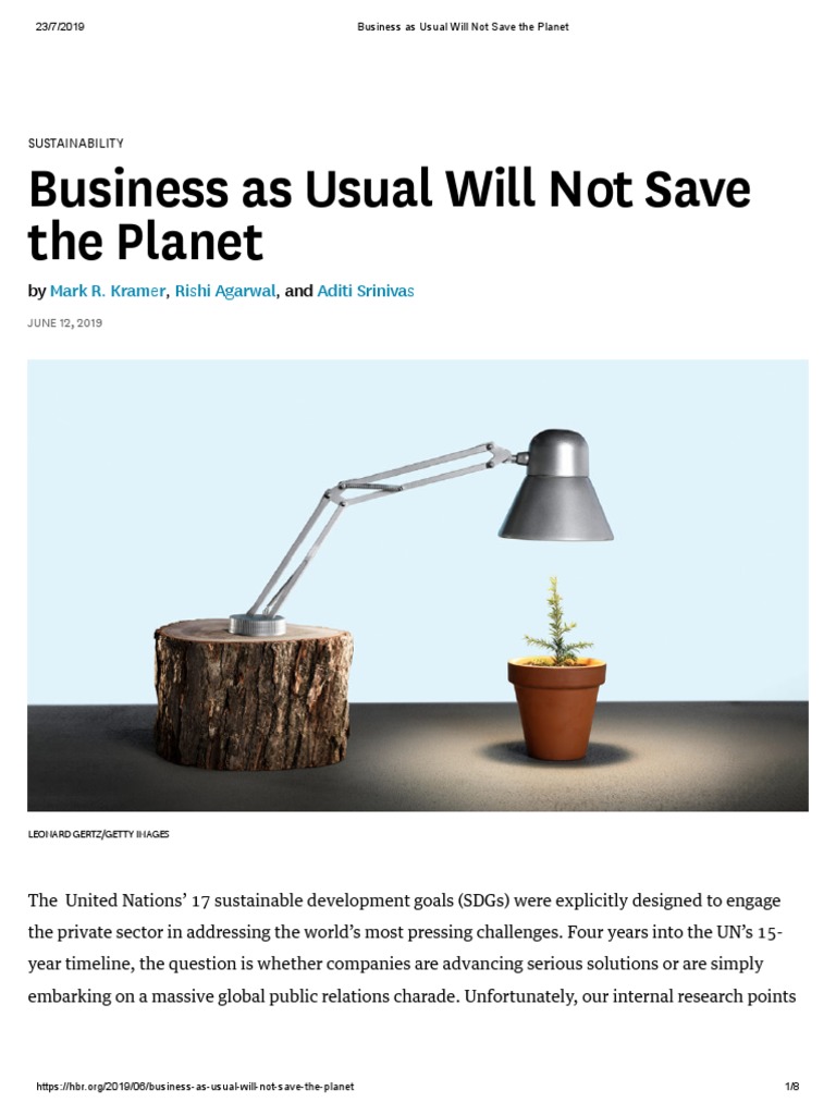 Business As Usual Will Not Save The Planet | PDF | Millennium Development Goals | Corporate ...