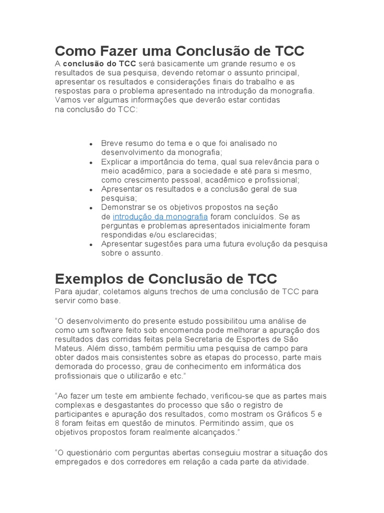 Como Fazer Uma Conclusão de TCC | PDF | Conhecimento | Abstract (resumo)