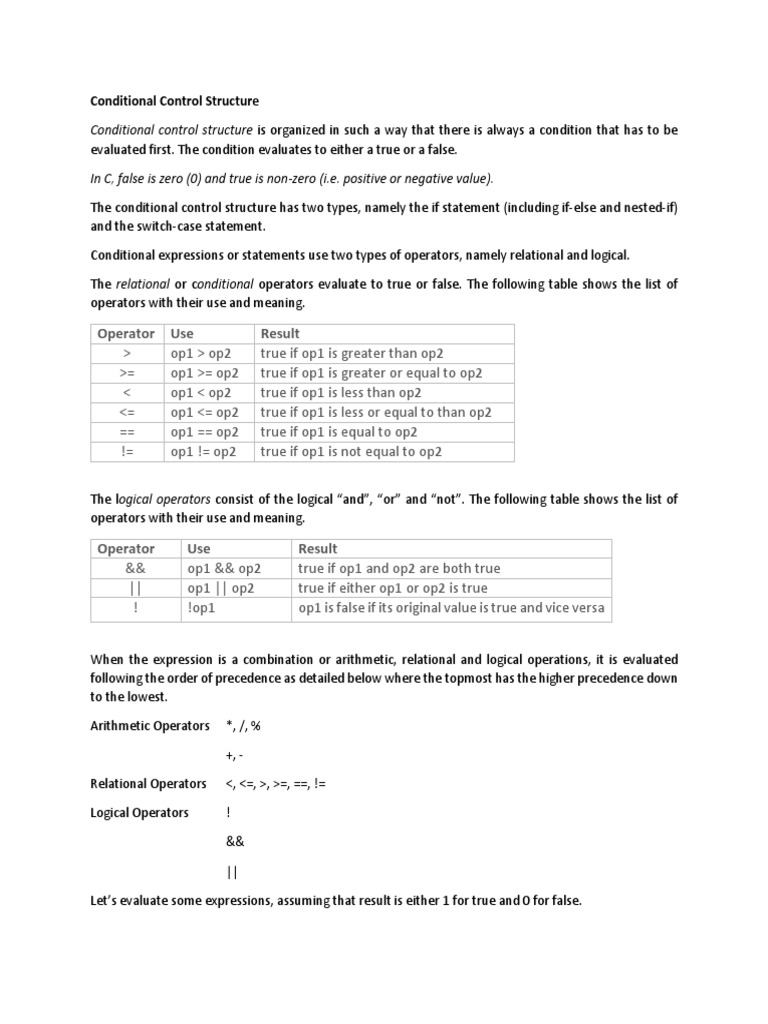 11 Conditional Control Structure Pdf Computer Engineering Computer Science