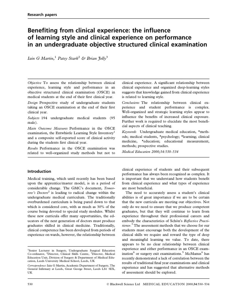 Benefiting From Clinical Experience The | PDF | Curriculum | Patient