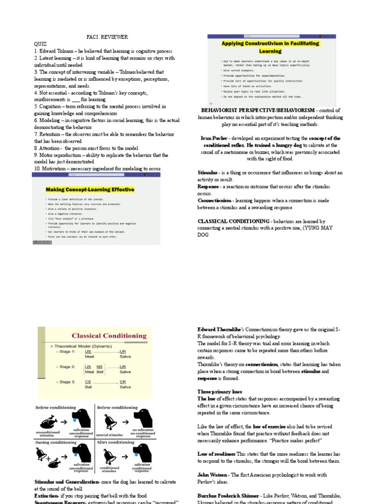 Faci Reviewer | PDF | Learning | Behaviorism Faci Reviewer | PDF | Learning | Behaviorism