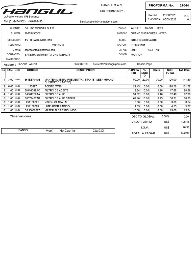 Proforma-27044-AZT-418 | PDF | todoterreno | Off Road