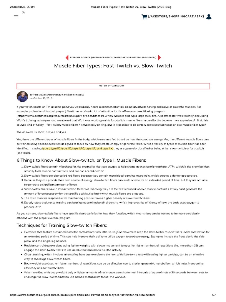 Muscle Fiber Types - Fast-Twitch vs. Slow-Twitch - ACE Blog | PDF ...