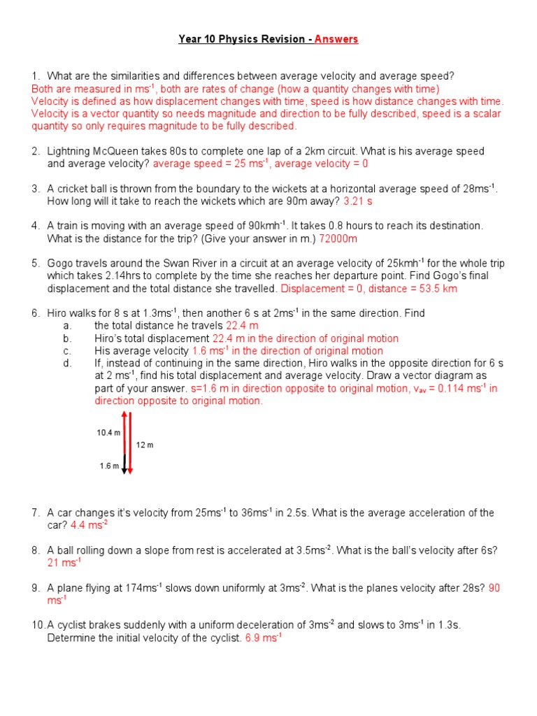 Year 10 Physics Revision Guide | PDF | Force | Acceleration