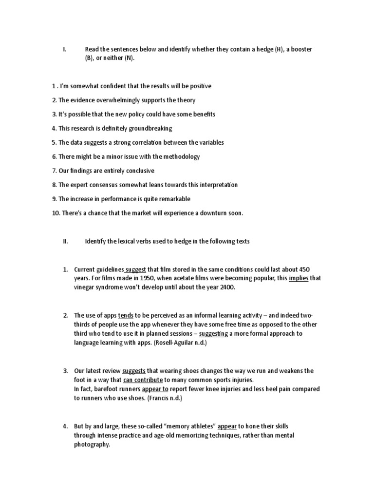 Hedges and Boosters | PDF