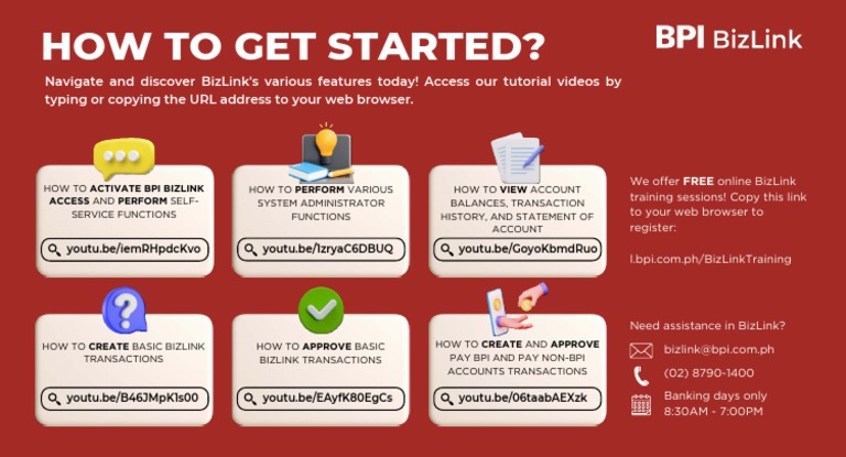 Get Started With BPI BizLink Video Links | PDF
