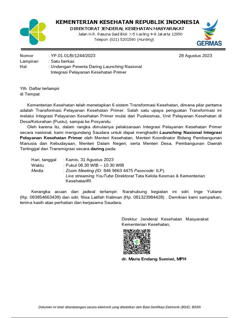 Undangan Peserta Daring Launching Nasional ILP 31 Agustus 2023 | PDF