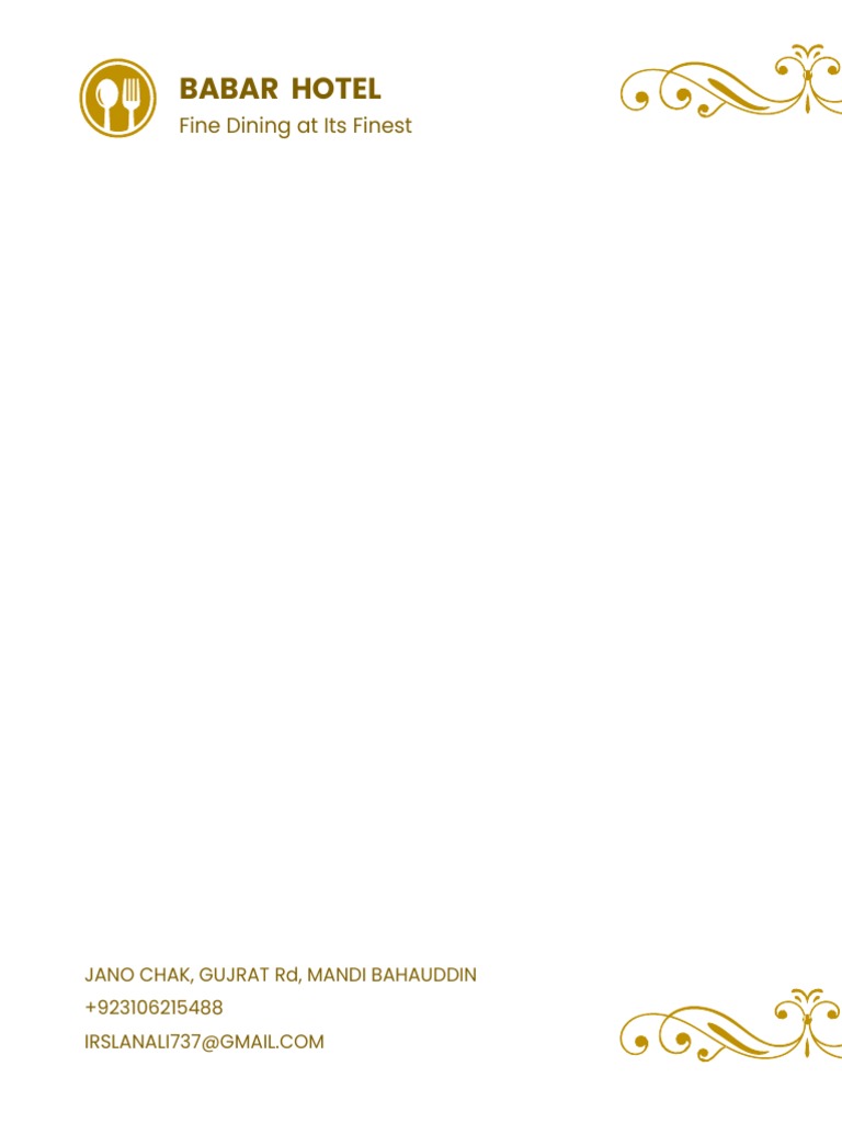 Elegant Restaurant Letterhead Template | PDF