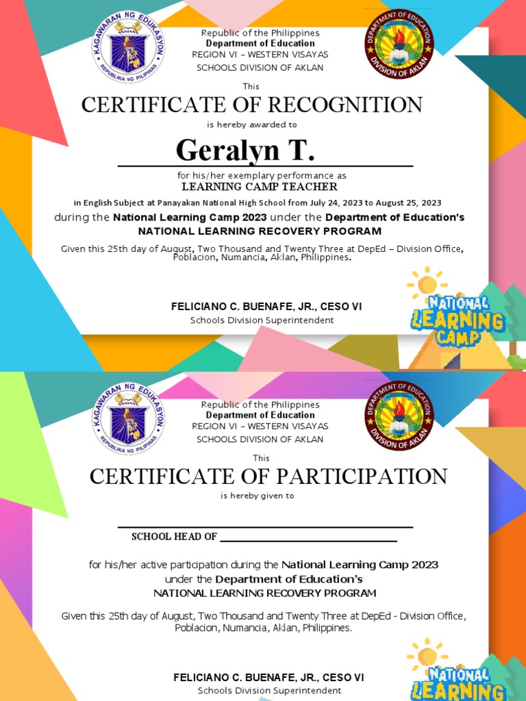 Nlc-Certificates Grade 8 | Download Free PDF | Cognition | Learning