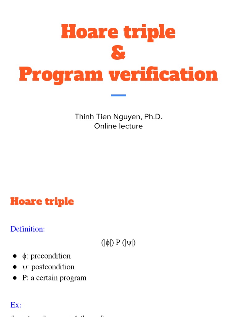 Hoare Triple and Program Verification - Handout | PDF