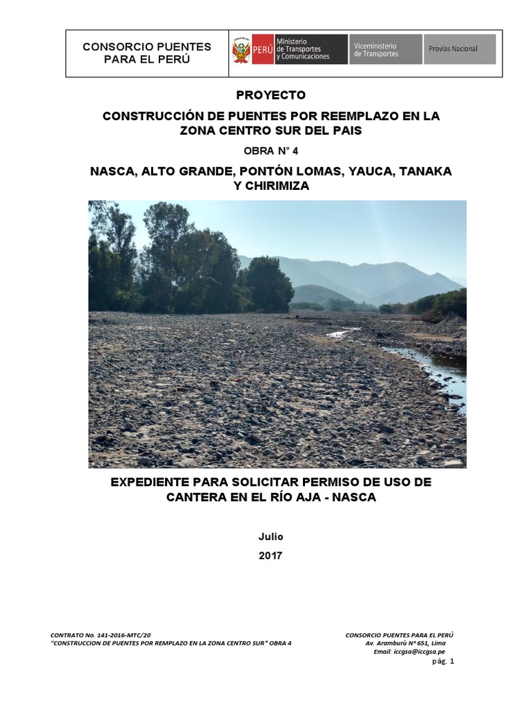 2°cantera Río Ajá KM 447+150 (447 228) L.I. Acceso 250 M | PDF ...