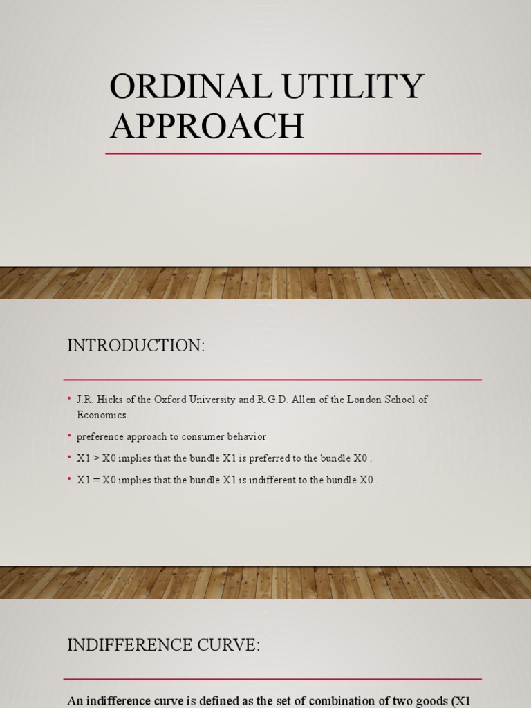 Ordinal Utility Approach | PDF | Utility | Scientific Theories