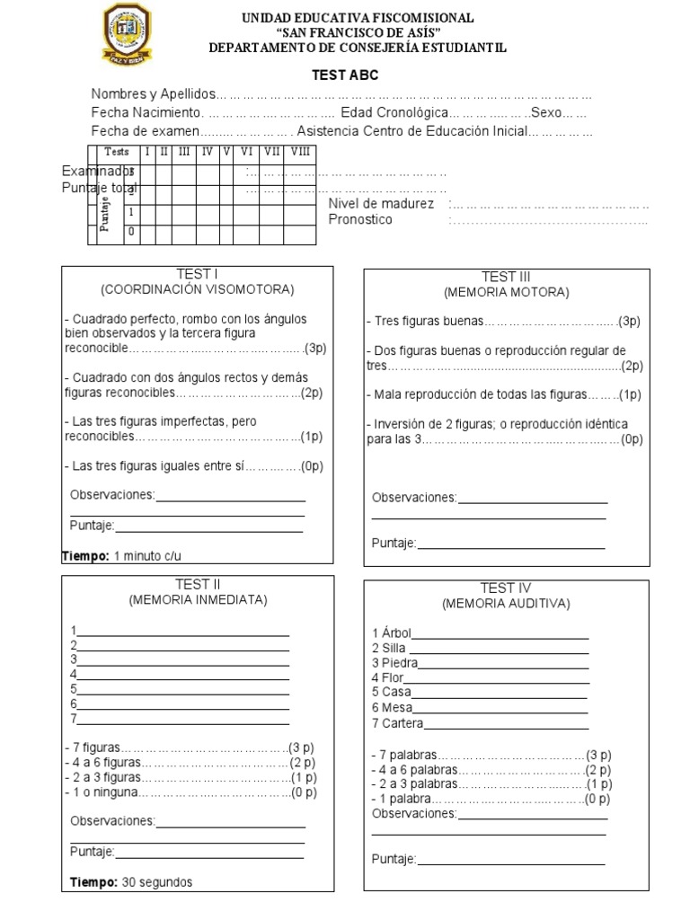 TEST ABC Hoja de Respuesta | PDF