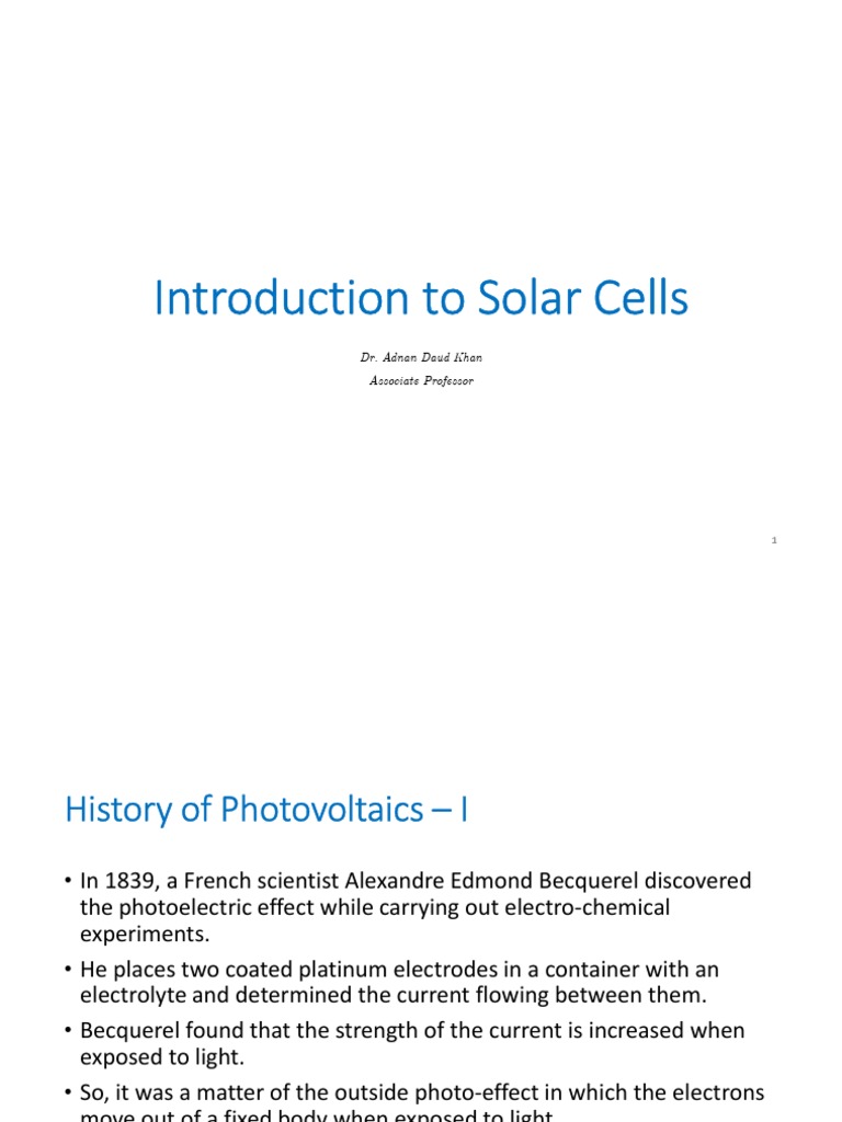 Introduction To Solar Cells | PDF | P–N Junction | Physical Sciences