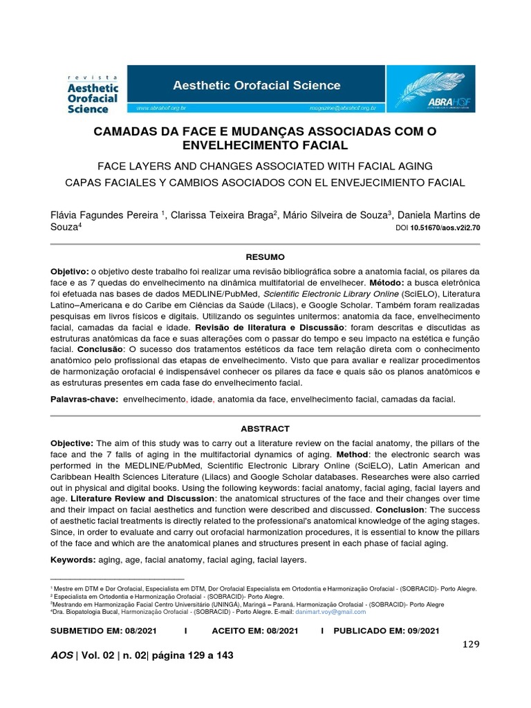 Camadas Da Face e Mudanças Associadas Com o Envelhecimento Facial ...