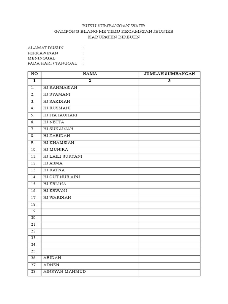 Buku Sumbangan Wajib | PDF