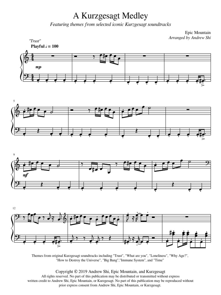 A Kurzgesagt Medley For Piano Solo | PDF A Kurzgesagt Medley For Piano Solo | PDF