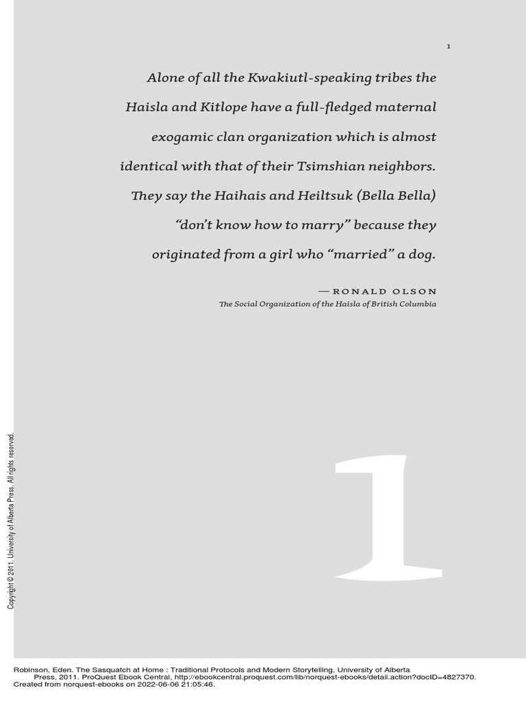 The Sasquatch at Home Traditional Protocols and Mo... - (1) | PDF