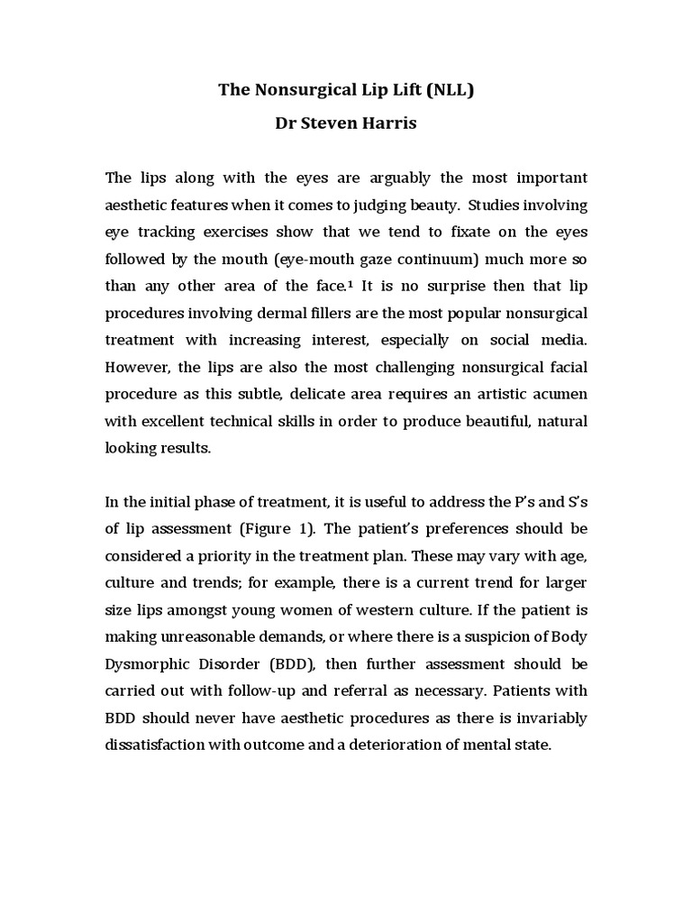 The Nonsurgical Lip Lift (NLL) DR Steven Harris | PDF | Anatomical ...