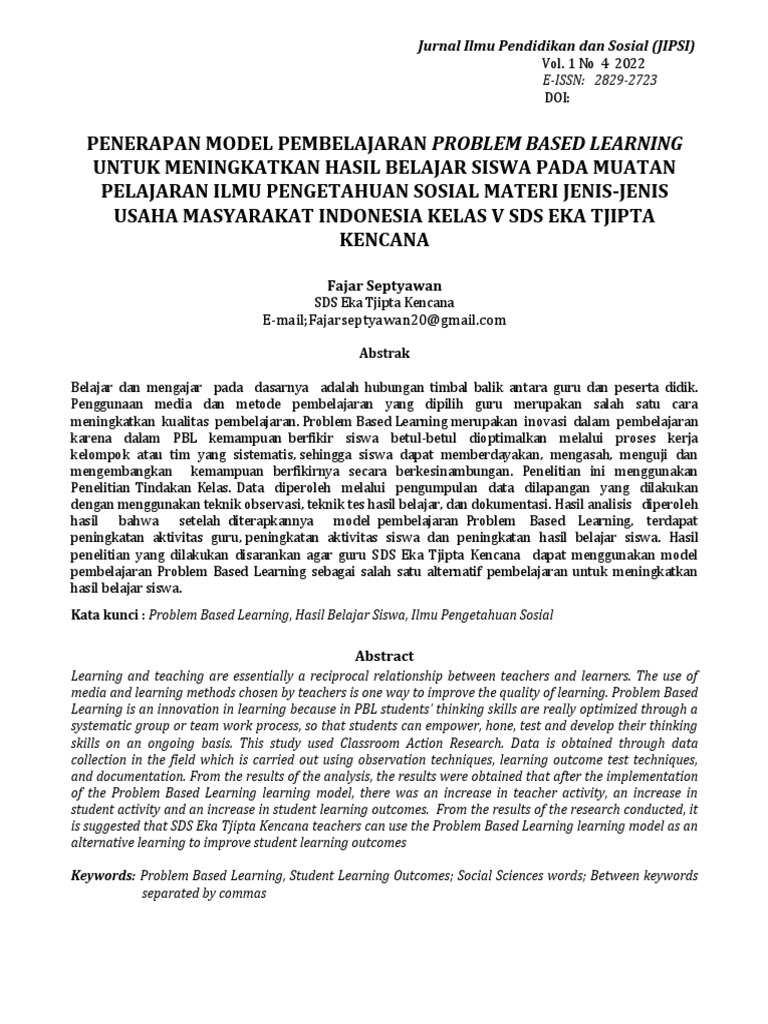 Penerapan Model Pembelajaran PBL Fix | PDF | Kesehatan Holistik