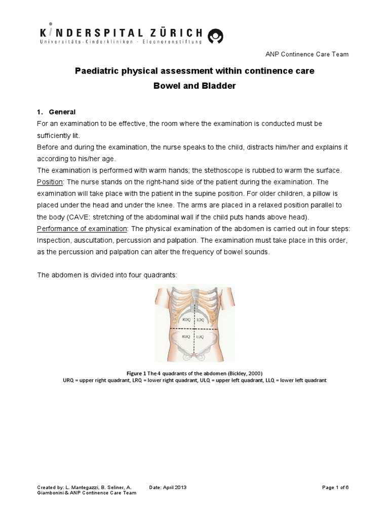 ESPU-N Paediatric Physical Assessment Within Continence Care-Bowel and ...
