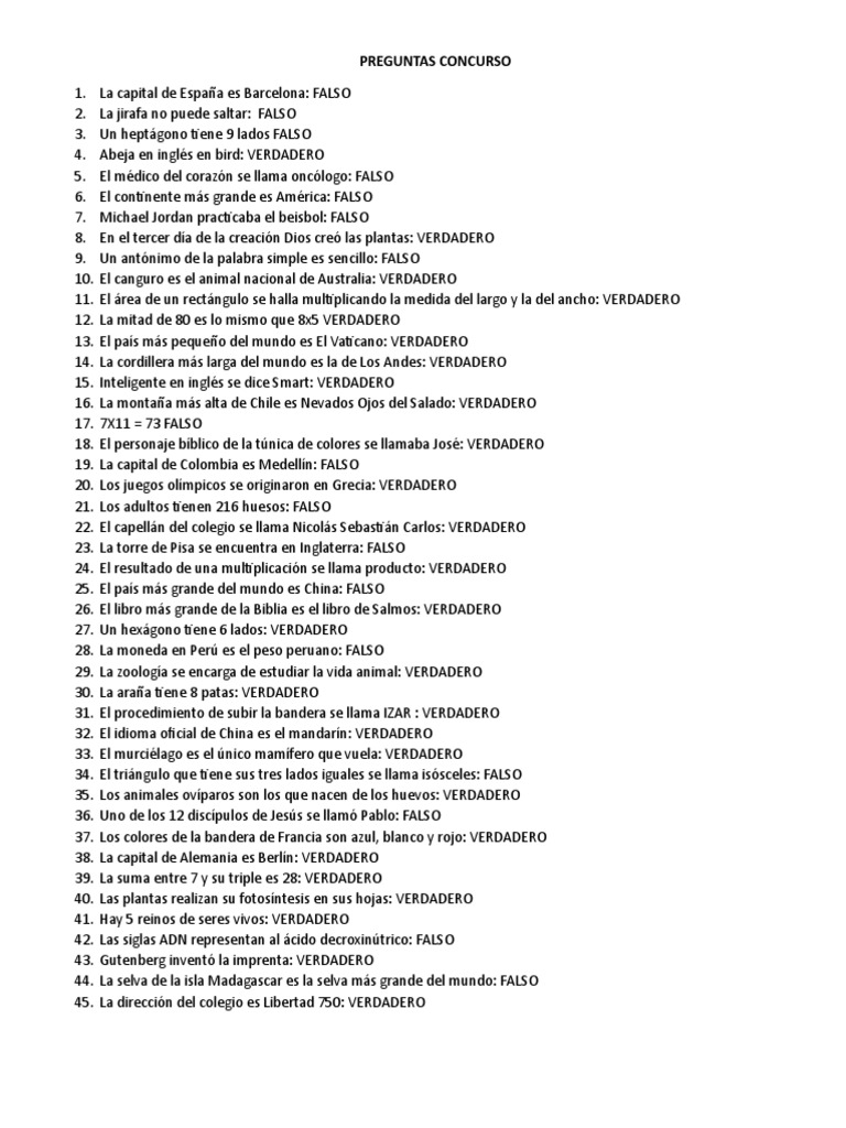 Preguntas de conocimiento general | PDF