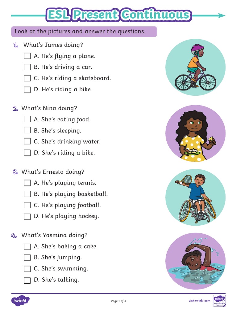 T e 1663580761 Esl Present Continuous Worksheet Ver 1 | PDF | Language ...