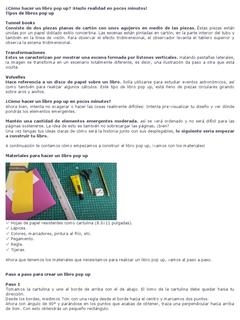 Cómo hacer un libro pop up | PDF