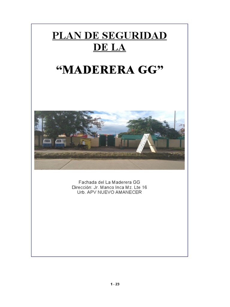 Plan de Contingencia Maderera GG | PDF | Primeros auxilios | Riesgo
