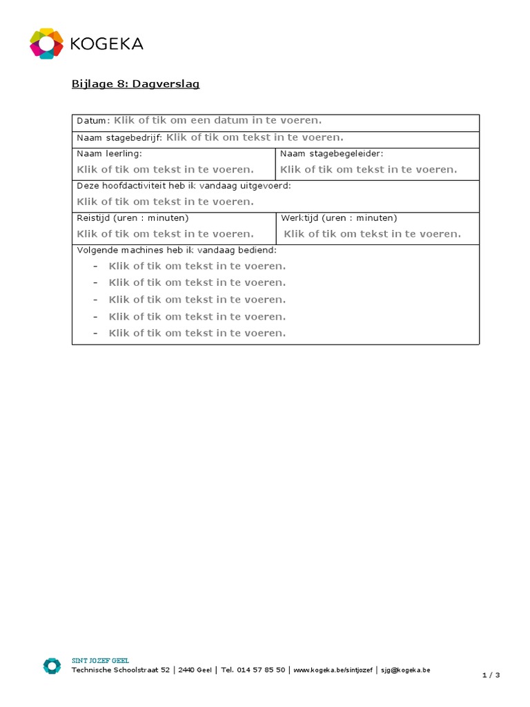 Bijlage 08 Blanco Dagverslag | PDF
