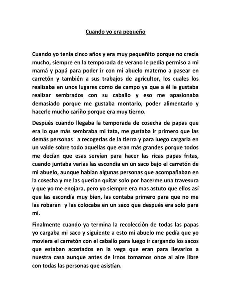 Cuando Yo Era Pequeño | PDF