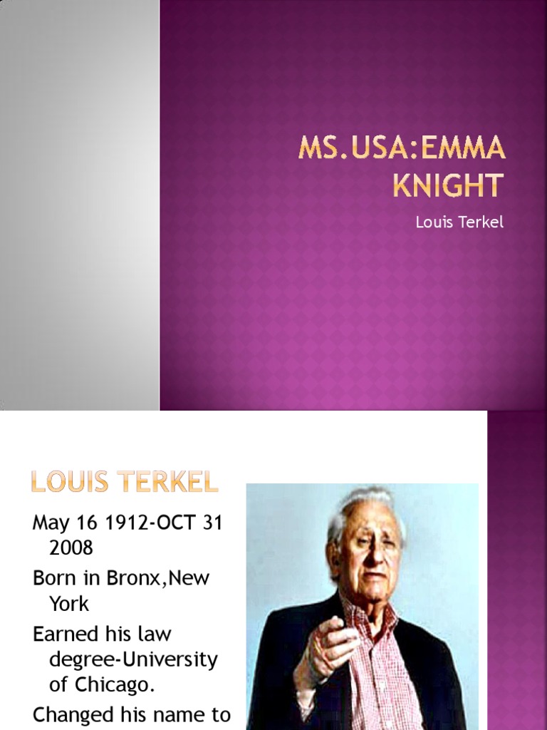 MS - USA: EMMA KNIGHTS By:louis Terkel | PDF