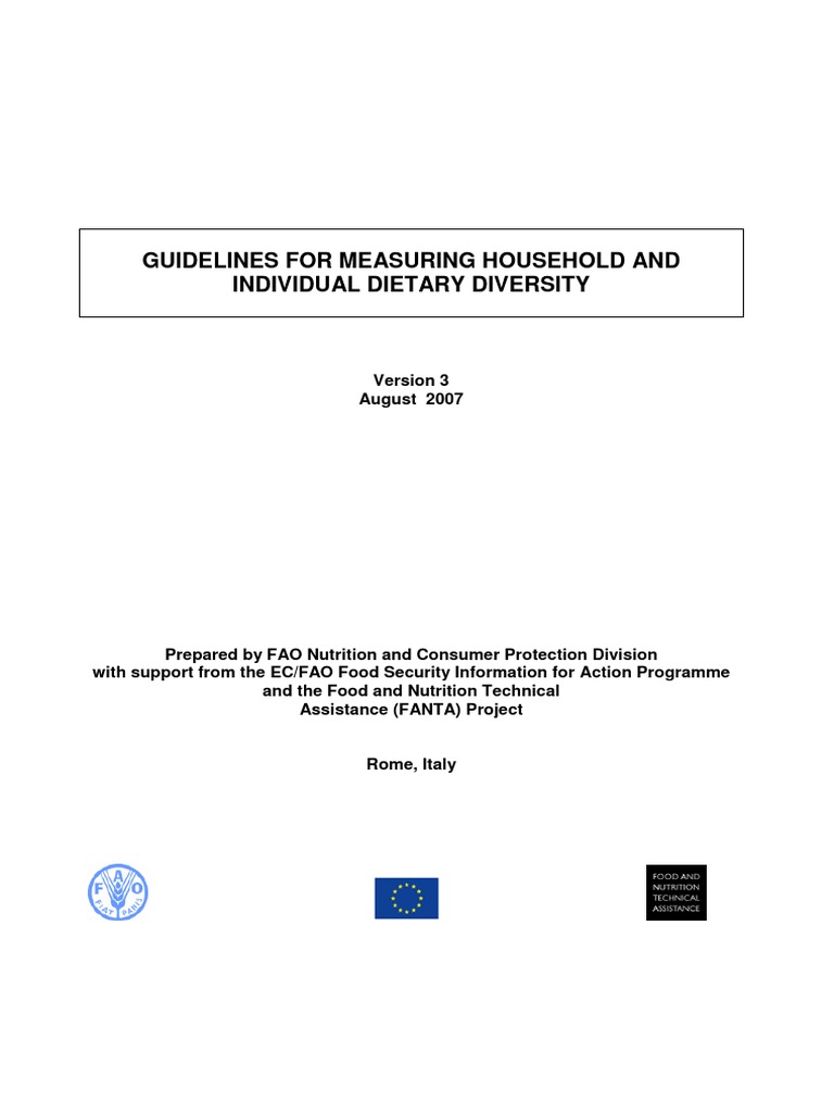 FAO Guidelines For Measuring Dietary Diversity - v3 - August F. | PDF ...