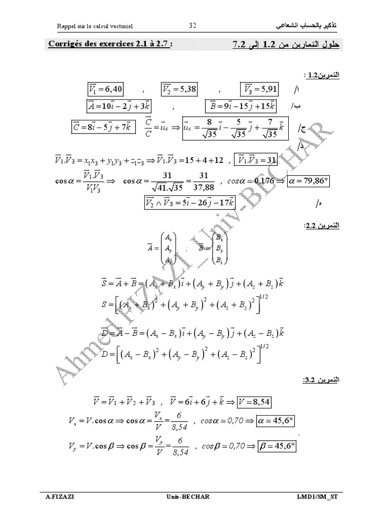Vecteurs EXO Corrigés | PDF