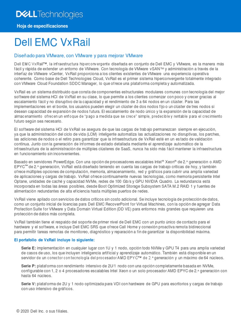 h16763 Vxrail Spec Sheet | PDF | Microprocesador | V Mware