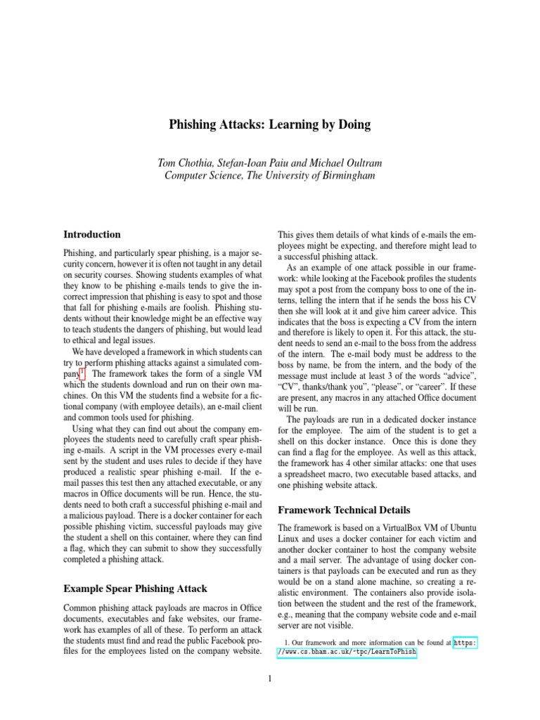 Phishing Attacks Learning By Doing Pdf Phishing Websites