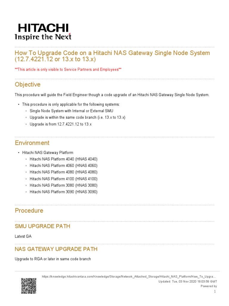 How To Upgrade Code On A Hitachi NAS Gateway Single Node System (12.7 ...