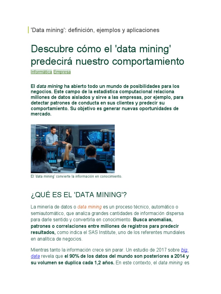Data Mining | PDF | Procesamiento de datos | Big Data