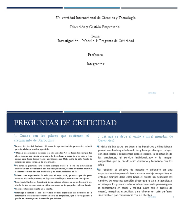Grupo 5 Color Violeta - Pregunta de Criticidad - Modulo 1. Starbucks ...
