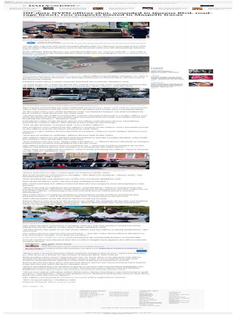 Off Duty Nypd Cop Shot Wounded In Queens Pdf Crimes Crime Violence
