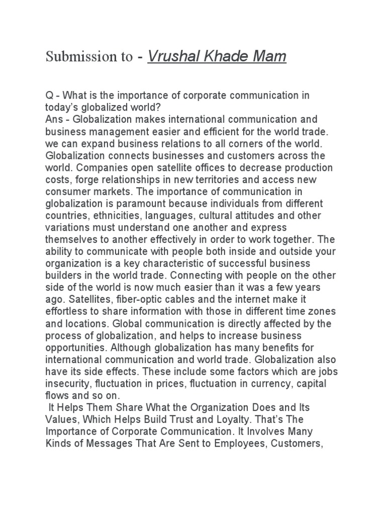 Effective Management Communication Assignment | PDF | Communication ...