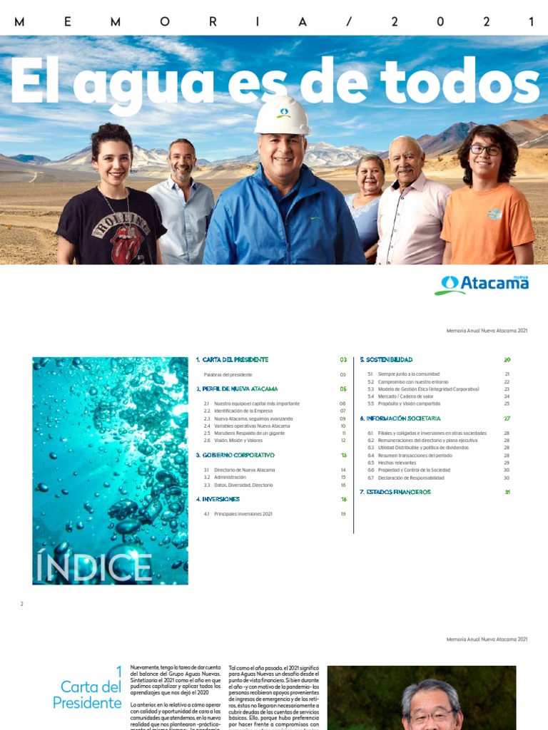 Memoria Nueva Atacama 2021 | PDF | Agua | Calidad (comercial)
