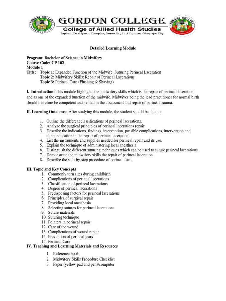 Perineal Laceration Repair in Midwifery | PDF | Surgical Suture ...