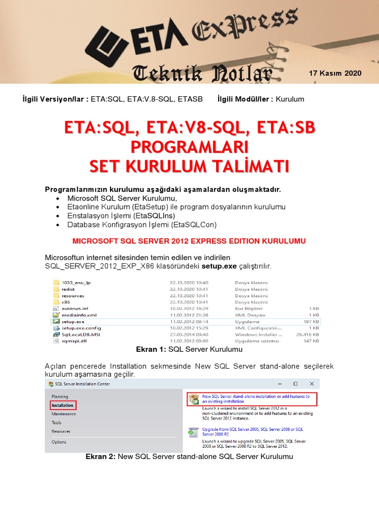Kurulum Talimatı - Etaonline Kurulum | PDF