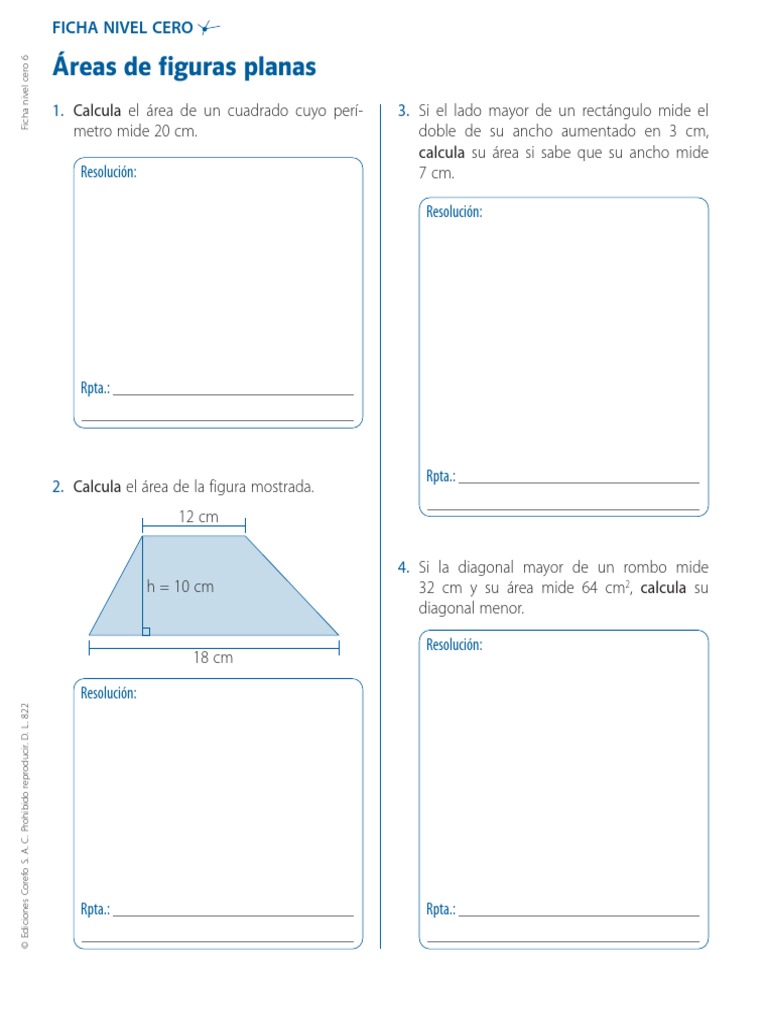 Ficha - Áreas de Figuras Planas | PDF
