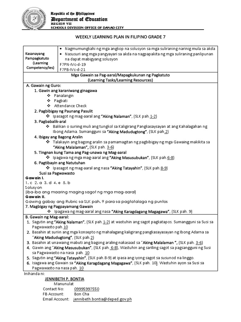 Week 3 WLP in Fil 7 - Q4 | PDF
